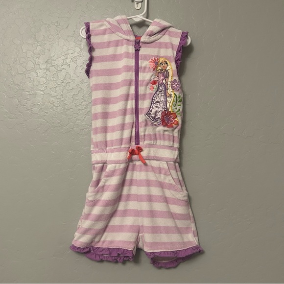 Disney | Swim | Disney Rapunzel Purple And White Striped Shorts Romper ...